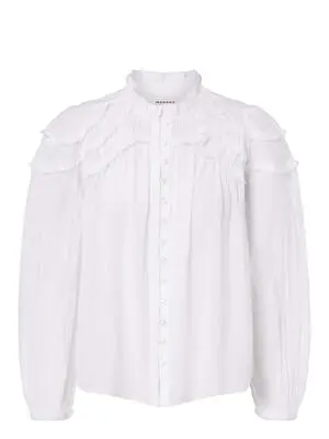 MARANT ETOILE Christa Ruffled Cotton-blend Blouse - White