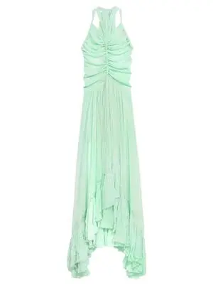 Blumarine Ruched Ruffled Halterneck Dress - Green