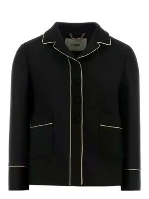 Fendi Piping-detail Front-pockets Blazer - Black