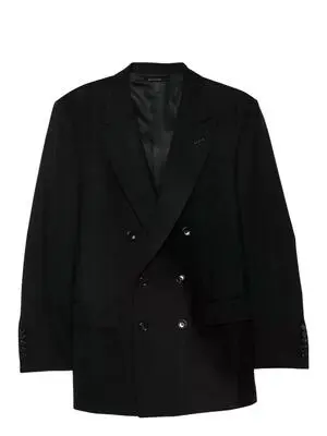 TOM FORD Double-breasted Pinstripe Blazer - Black