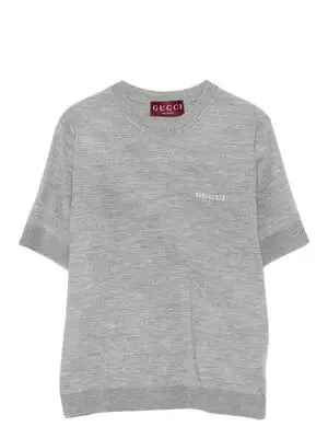 Gucci Logo-embroidered Short-sleeve T-shirt - Grey