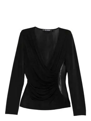 Karl Lagerfeld Draped Panelled Top - Black
