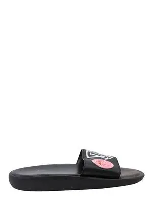 LOUIS VUITTON Flamingo Patch Leather Slides - Black