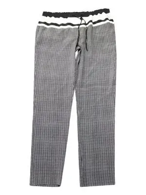 Vince Check Drawstring Trousers - Grey