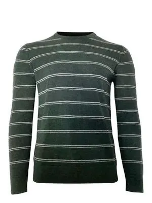 Theory Riland Striped Crew-neck Sweater - Green