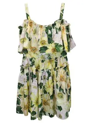 Dolce & Gabbana Floral-print Mini Dress - Yellow