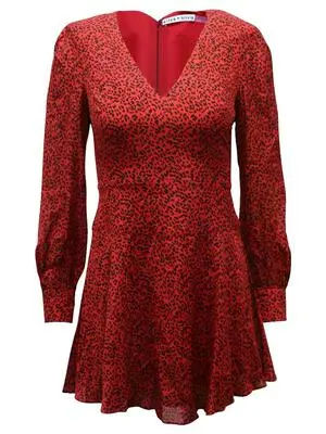 Alice + Olivia Leopard-print Long-sleeve Dress - Red