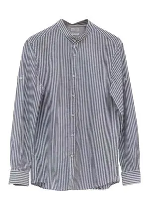 Brunello Cucinelli Striped Linen Button-down Shirt - Grey