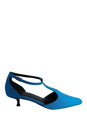 By Far Kitten Heel T-strap Heels - Blue