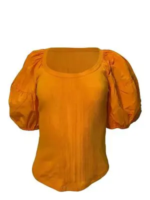Ulla Johnson Puff-sleeve Scoop-neck Top - Orange
