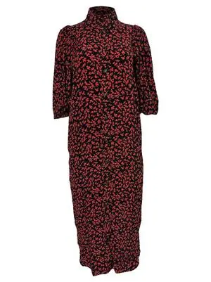 GANNI Printed Button-Down Midi Dress