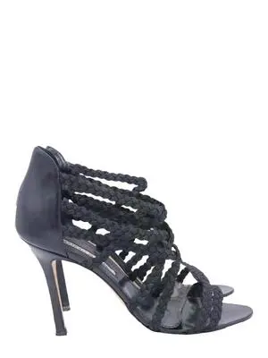 Manolo Blahnik Braided Gladiator Sandals - Black