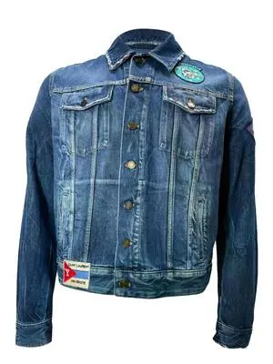 Saint Laurent Patch-detail Denim Jacket - Blue
