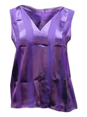 Alice + Olivia Gwenda Tie-neck Sleeveless Tunic Blouse - Purple