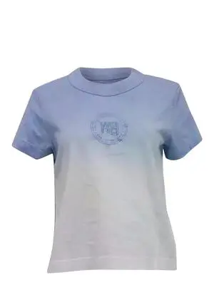 ALEXANDER WANG Logo-embroidered Ombré T-shirt - Blue