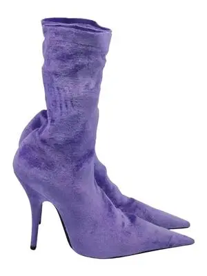 Balenciaga Knife Sock Velvet Boots - Purple