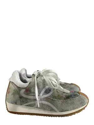 Loewe Floral-details Suede Low-top Sneakers - Grey