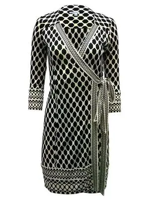 Diane Von Furstenberg Vintage Geometric Print V-neck Dress - Black