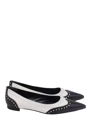 Gucci Brogue Pointed Ballet Flats - White