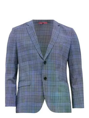 BOSS Plaid Single-breasted Blazer - Grey