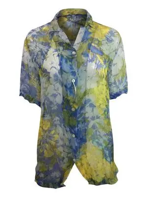 Dries Van Noten Crinkled Floral-print Shirt - Blue