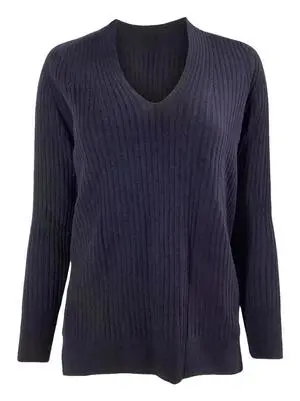 Iris & Ink V-neck Ribbed Sweater - Blue