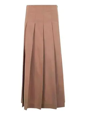 RÓHE Pleated A-Line Skirt Brown