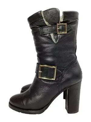 JIMMY CHOO Shearling Buckle-Detail Boots