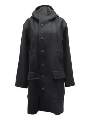 Sandro Wool Hooded Parka - Black