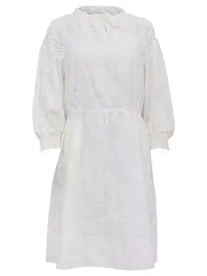 Chloé Eyelet Mini Dress With Drawstring - White