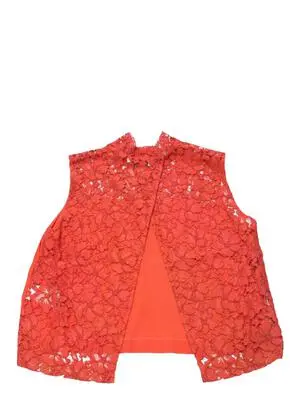 Sandro Sleeveless Lace Blouse - Red