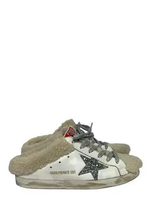 GOLDEN GOOSE Star-embellishment Lace-up Mules - White