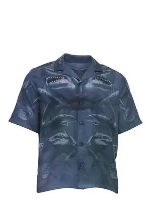 Burberry Shark-print Short-sleeve Shirt - Blue