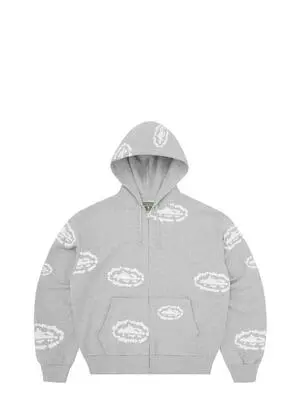 CORTEIZ X Denim Tears Island Wreath Zip Hoodie - Heather Grey