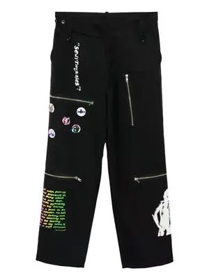 KIDILL Graphic-print Straight-leg Pants - Black