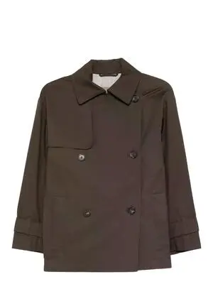 Max Mara Logo-patch Double-breasted Coat - Green