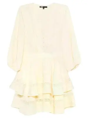 Maje Ruffled Tiered Mini Dress - Yellow
