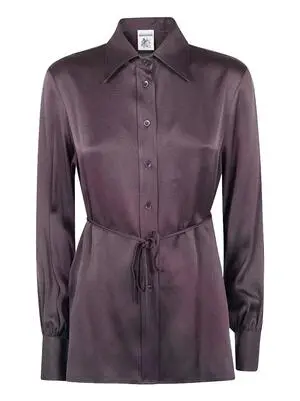 SEMICOUTURE Tie-waist Long-sleeve Shirt - Purple
