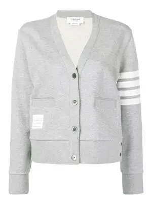 Thom Browne 4-bar V-neck Cardigan - Grey