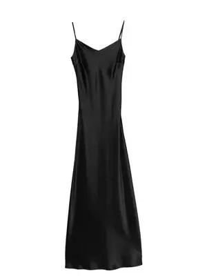 IVORY PARIS V-neck Slip Midi Dress - Black
