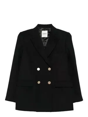 Sandro Double-breasted Virgin Wool Blazer - Black