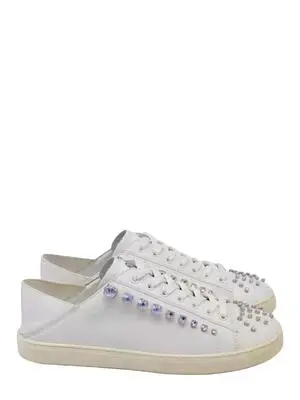STUART WEITZMAN Crystal-embellished Low-top Sneakers - White