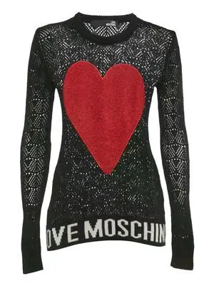 Moschino Patterned Heart-patch Sweater - Black