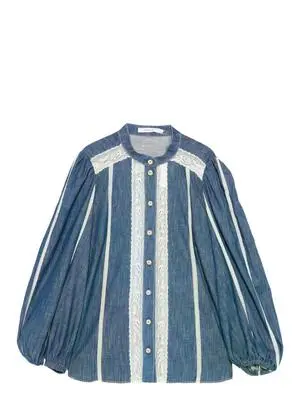 Zimmermann Lace-detail Button-up Shirt - Blue