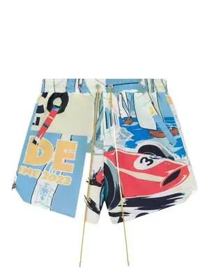 Rhude Printed Swim Shorts - Blue