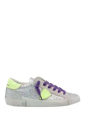 Philippe Model Glitter Logo Sneakers - Silver
