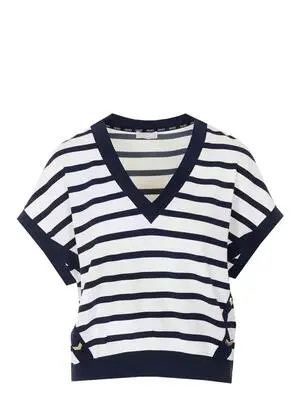 Liu Jo Striped V-neck T-shirt - White