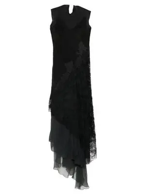 MARC LE BIHAN Lace-appliqué Asymmetric Dress - Black