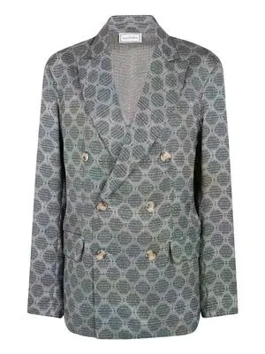 PIERRE-LOUIS MASCIA Patterned Double-breasted Blazer - Neutrals
