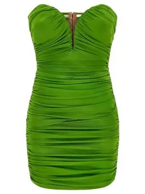 Elisabetta Franchi Draping Sweetheart-neckline Mini Dress - Green